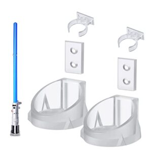 lenink 2 pack clear lightsaber wall mount, lightsaber holder rack compatible with galaxy’s edge lightsabers, darth revan lightsaber, darth vader sabers and most lightsaber