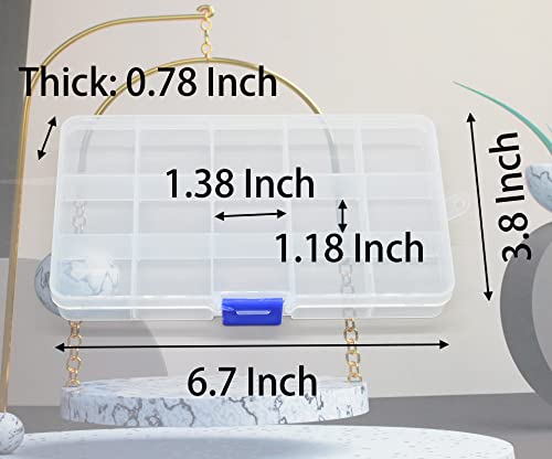 Yansanido 4 Pcs 15 Grids Clear 6.85 Inch x 3.85 Inch Adjustable Small Removable Clear Plastic Jewelry Organizer Divider Storage Box Jewelry Earring Tool Containers (4 Pcs Clear)