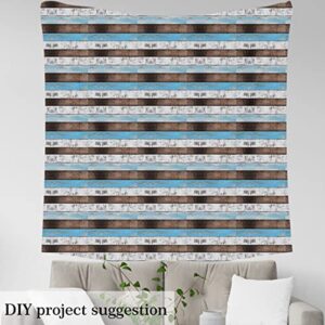 Blue Brown Wooden Grain Outdoor Fabric by The Yard,Western Farmhouse Style Fabric for Home DIY Projects,Old Wooden Barn Door Decorative Fabric for Kids Adults Room Decor,3 Yards