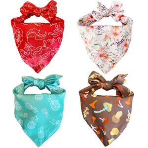 small dog bandanas, dorui 4 pack pet bandanas, premium durable fabric, unique design, adjustable scarf for cat puppy small dogs(small)