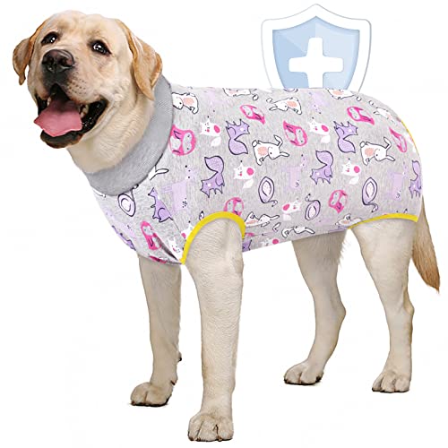 AOFITEE Dog Recovery Suit, Surgical Recovery Suit for Dog Female After Spay, Rabbit Pattern Dog Recovery Shirt for Abdominal Wounds, Anti Licking Dog Onesie Jumpsuit E-Collar Cone Alternative 4XL