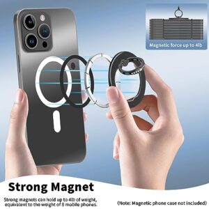 TACOMEGE Crystal Magnetic Phone Grip Holder, Mag Safe Accessories Ring Stand, for iPhone 14 13 12 Plus/Pro/Max/Mini(Black)