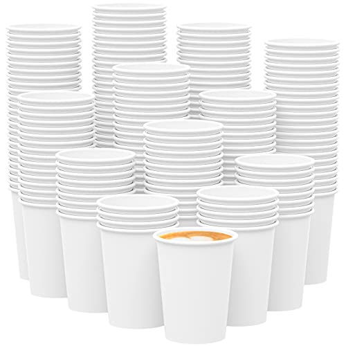 Kindpack Disposable White Paper Coffee Cups - [210 Pack 12 oz] Hot/Cold Beverage Drinking Cup for Water, Espresso, Coffee or Tea, To Go Reusable Cup Great for Office Party Home