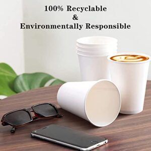 Kindpack Disposable White Paper Coffee Cups - [210 Pack 12 oz] Hot/Cold Beverage Drinking Cup for Water, Espresso, Coffee or Tea, To Go Reusable Cup Great for Office Party Home