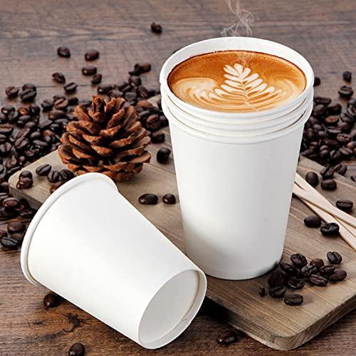 Kindpack Disposable White Paper Coffee Cups - [210 Pack 12 oz] Hot/Cold Beverage Drinking Cup for Water, Espresso, Coffee or Tea, To Go Reusable Cup Great for Office Party Home