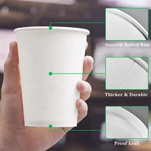 Kindpack Disposable White Paper Coffee Cups - [210 Pack 12 oz] Hot/Cold Beverage Drinking Cup for Water, Espresso, Coffee or Tea, To Go Reusable Cup Great for Office Party Home