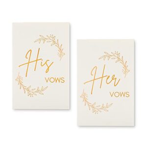 fusuu vow books -his and hers vow books – wedding notebook with gold foil - 28 lined pages - 5.9" x 3.9" – vow renewal - wedding booklet, time capsule