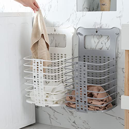 ossephHanging Laundry Basket, Collapsible Laundry Basket, Foldable Laundry Basket With Handle For Bathroom Bedroom Dorm (white, 33*30*34cm)