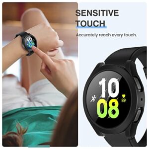 Tensea [2Pack for Samsung Galaxy Watch 5 2022 & 4 2021 Screen Protector Case 44mm 40mm Accessories, Protective Face Cover for 44 40 mm, Hard Bumper Built-in Tempered Glass Film for Women Men