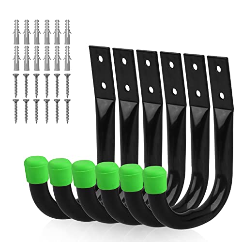 SWANLAKE Heavy Duty Garage Storage Utility Hooks, Utility Hooks for Garage Wall,Color Black (6PCS)