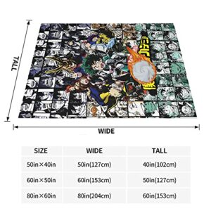 Throw Blanket for Couch Cartoon Characters Soft Cozy Deku Blanket Soft Plush Fluffy Warm Cozy Anime Fans Blanket for Bed Sofa Camping Travel 50''X40''