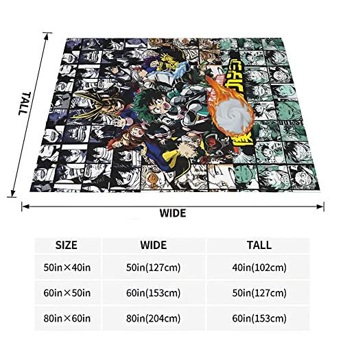 Throw Blanket for Couch Cartoon Characters Soft Cozy Deku Blanket Soft Plush Fluffy Warm Cozy Anime Fans Blanket for Bed Sofa Camping Travel 50''X40''