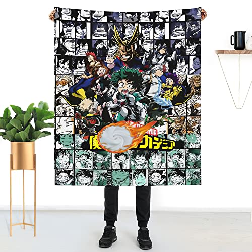 Throw Blanket for Couch Cartoon Characters Soft Cozy Deku Blanket Soft Plush Fluffy Warm Cozy Anime Fans Blanket for Bed Sofa Camping Travel 50''X40''