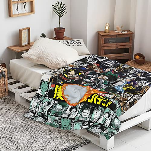 Throw Blanket for Couch Cartoon Characters Soft Cozy Deku Blanket Soft Plush Fluffy Warm Cozy Anime Fans Blanket for Bed Sofa Camping Travel 50''X40''