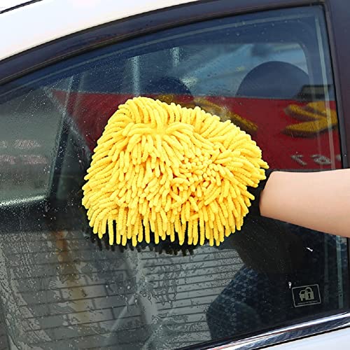 InfantLY Bright Dual-Sided Car Wash Mitts，Car Microfiber Chenille Gloves Thick Cleaning Mitt Scratch-Free Auto Care Double-Faced Glove for Clean Cars Trucks Motorcycles