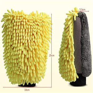 InfantLY Bright Dual-Sided Car Wash Mitts，Car Microfiber Chenille Gloves Thick Cleaning Mitt Scratch-Free Auto Care Double-Faced Glove for Clean Cars Trucks Motorcycles