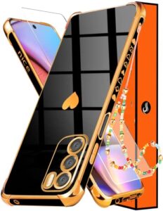 likiyami (2in1 for motorola moto g stylus 5g 2022 case heart women girls girly cute luxury pretty aesthetic phone cases black and gold love hearts cover+screen+chain for moto g stylus 5g 2022 6.8"