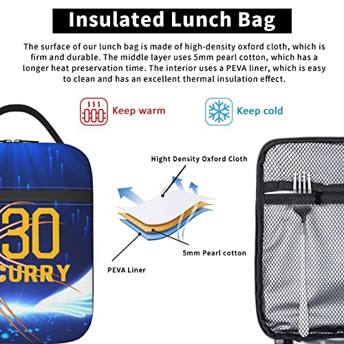 Elehuv Basketball Curry Lunch Bag For Women Men Insulated Lunch Box For Reusable Lunch Tote Portable Bag For Work, Picnic, Travel