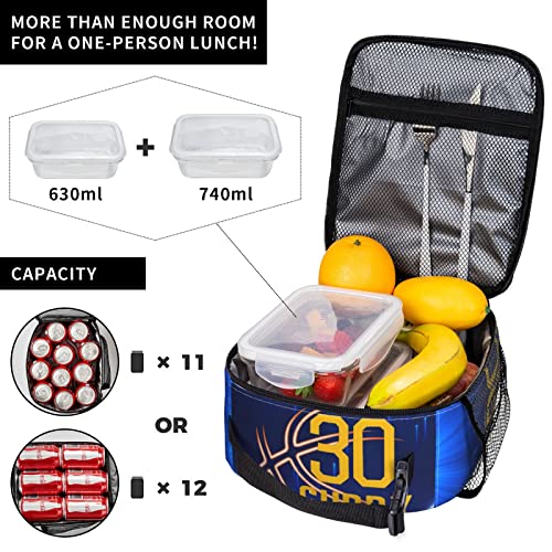 Elehuv Basketball Curry Lunch Bag For Women Men Insulated Lunch Box For Reusable Lunch Tote Portable Bag For Work, Picnic, Travel