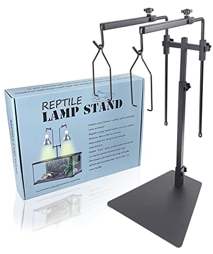 14.4" to 36.2" Adjustable Reptile Dual Heat Lamp Stand for Terrarium Metal Light Stand Floor Lamp Holder Heating Light Bracket Light Hanger for Fixing Porcelain, Deep Dome or Wire Clamp Lamp Fixtures