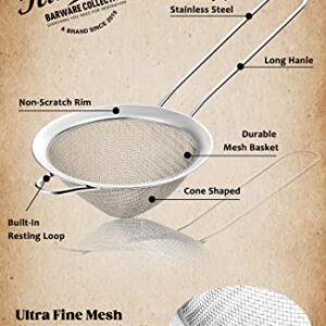 KITESSENSU Fine Mesh Strainer, 18/8 Stainless Steel Small Mesh Strainer with Handle, 3.3 Inch Effective Cone Shaped Cocktail Strainer for Cocktails, Tea Herbs, Coffee, Drinks and Spices