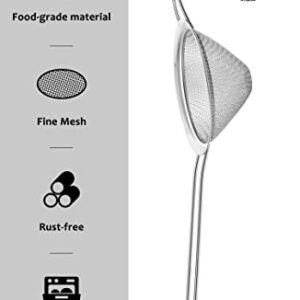 KITESSENSU Fine Mesh Strainer, 18/8 Stainless Steel Small Mesh Strainer with Handle, 3.3 Inch Effective Cone Shaped Cocktail Strainer for Cocktails, Tea Herbs, Coffee, Drinks and Spices