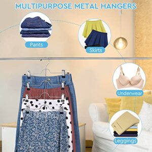 HAODOPSTY Space Saving Pants Hangers with Clips - Ideal Skirt Hanger for Women - Organize Your Closet Efficiently, Chrome, 4Pack