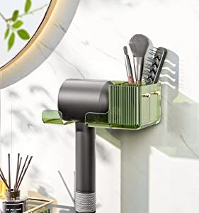 Jaugufiy Hair Dryer Wall Mount Holder with Comb Holder for Most Hair Dryer for Dyson Hair Dryer (Green)