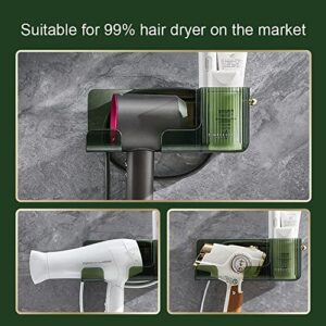 Jaugufiy Hair Dryer Wall Mount Holder with Comb Holder for Most Hair Dryer for Dyson Hair Dryer (Green)