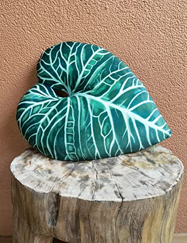 HOFFENDER Leaf Pillows Plant Pillows for Bedroom, Living Room and Patio Green Throw Pillows (Anthurium Regale)