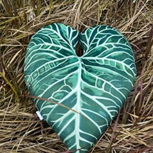 HOFFENDER Leaf Pillows Plant Pillows for Bedroom, Living Room and Patio Green Throw Pillows (Anthurium Regale)