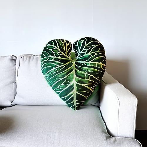 HOFFENDER Leaf Pillows Plant Pillows for Bedroom, Living Room and Patio Green Throw Pillows (Anthurium Regale)