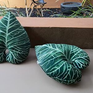 HOFFENDER Leaf Pillows Plant Pillows for Bedroom, Living Room and Patio Green Throw Pillows (Anthurium Regale)