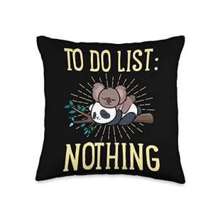 sleeping panda and koala shirts & gifts lover graphic women girls panda and koala throw pillow, 16x16, multicolor