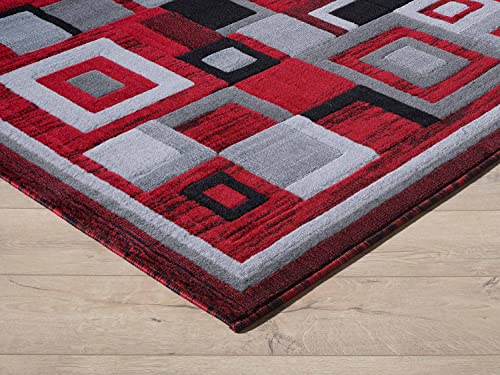 GAI LO Majestic Indoor Rug for Room Anti Slip Rug - 6X9' Feet Area Rug for Office - Soft and Plush Rug for Living Room Polyester Material - Jute Backing Keep Rug in Place - Light Grey-RED