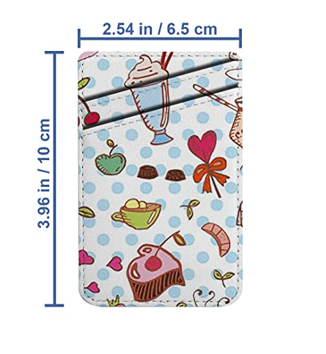 Diascia Pack of 2 - Cellphone Stick on Leather Cardholder ( Cute Colorful Sweet Doodles Pattern Pattern ) ID Credit Card Pouch Wallet Pocket Sleeve