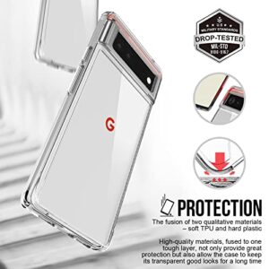 for Google Pixel 6A Case: [Crystal Clear Armor ] [8ft Military Drop Protection] [Non-Yellowing] Fashion Rugged Upgraded Shockproof Protective Phone Case for Google Pixel 6a, Slim Fit