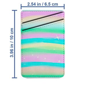 Diascia Pack of 2 - Cellphone Stick on Leather Cardholder ( Glitter Rainbow Sky Pastel Pattern Pattern ) ID Credit Card Pouch Wallet Pocket Sleeve