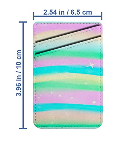 Diascia Pack of 2 - Cellphone Stick on Leather Cardholder ( Glitter Rainbow Sky Pastel Pattern Pattern ) ID Credit Card Pouch Wallet Pocket Sleeve