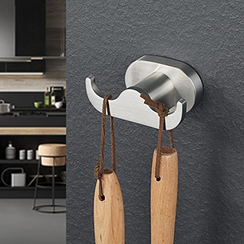 Alise Towel Hook Bathroom Double Robe Hooks Wall Mount Towel Holder Hanger Storage,GKL8502LS-2P SUS304 Stainless Steel Brushed Nickel Pack of 2