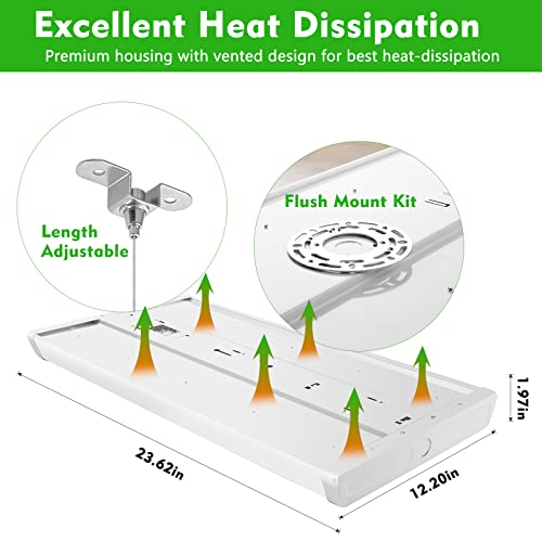 bulbeats 6 Pack LED High Bay Shop Light, 2FT 150W [Eqv.600W MH/HPS] Large Area Illumination 5000K Daylight Linear Hanging Light for Shop Warehouse Garage, Energy Saving Upto 5600KW*6/5Yrs(5Hrs/Day)