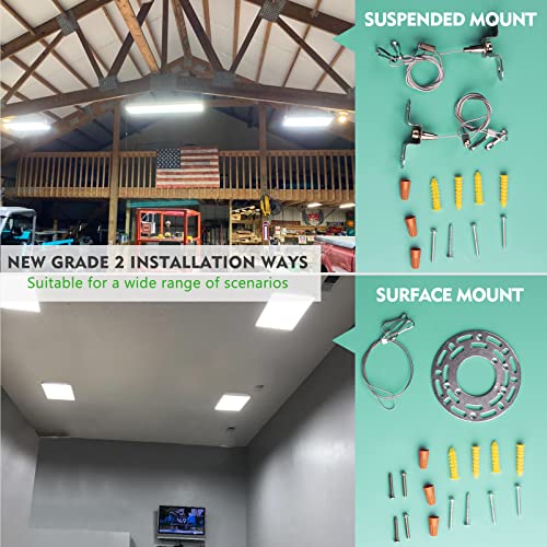 bulbeats 6 Pack LED High Bay Shop Light, 2FT 150W [Eqv.600W MH/HPS] Large Area Illumination 5000K Daylight Linear Hanging Light for Shop Warehouse Garage, Energy Saving Upto 5600KW*6/5Yrs(5Hrs/Day)