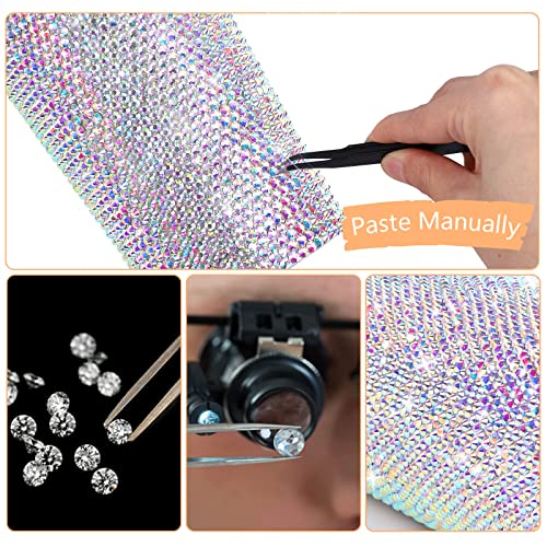 Moizaz Bling Cup Studded Bling Diamond Tumbler Bling Cups With Rhinestones Rhinestones Cups With Lid And Straws Bling Cups With Rhinestones 7 Brushes Included (17.59 ounces, AB color)