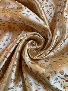 new fabrics daily vivienne gold red floral brocade chinese satin fabric by the yard - 10041, yard (45x36'')