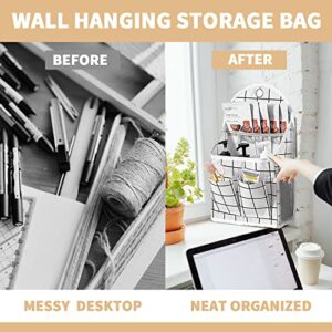 AIVIIN 2 Pcs Fabric Wall Hanging Storage Caddy Bag，Over The Door Closet Organizer for Bathroom Bedroom Kitchen Dorm Room Essentials Rv Storage and Organization Bed Side Storage(Grey)