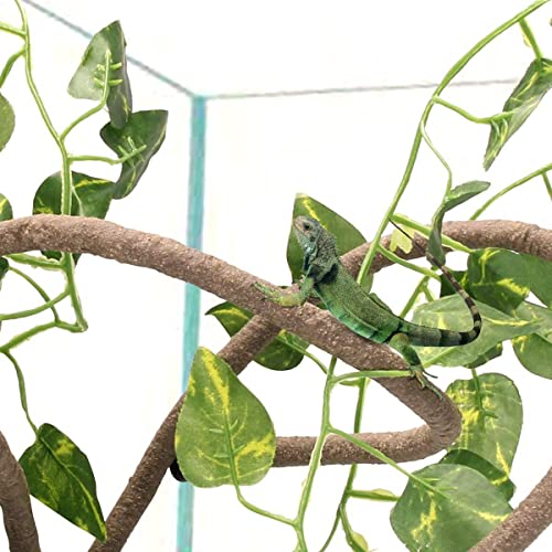 Houchu Reptile Vines Gecko Artificial Plant Habitat Bendable Jungle Climber Fake Rattan(1.5m-A)