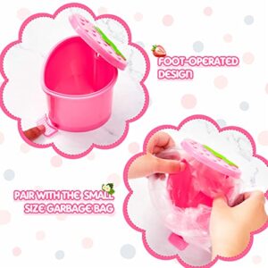 3 Pcs Strawberry Trash Can with 100 Pieces of Trash Bags Cute Trash Can Desktop Trash Can Mini Pink Pop up Garbage Can Strawberry Countertop Wastebasket for Desk Bathroom Bedroom Kitchen Office