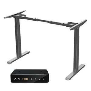 ergomore dual motor standing desk frame, adjustable height desk frame, electric standing desk frame, standing desk legs with 3 height memory presets and usb ports (gray frame)