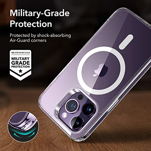 ESR for iPhone 14 Pro Max Case, Compatible with MagSafe, Shockproof Military-Grade Protection, Yellowing Resistant, Magnetic Classic Hybrid Case (HaloLock), Clear