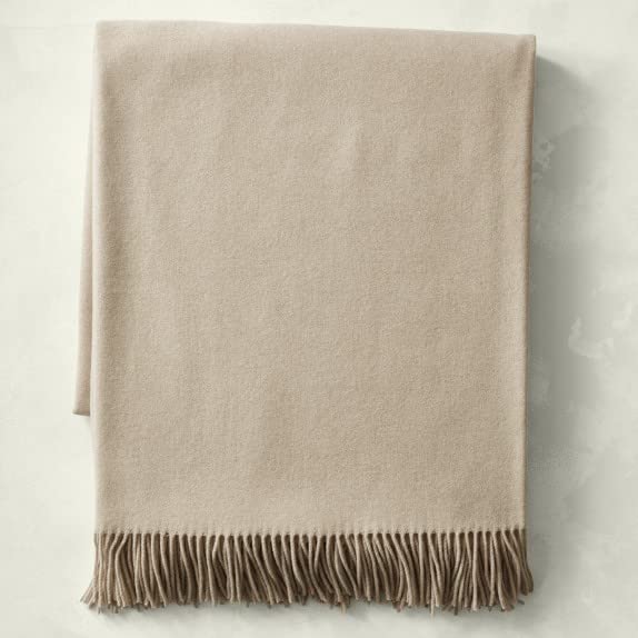 100% Pure CashmereThrow Blanket with Decorative Fringe - Ultra Soft Accent Throw Blanket for Couch, Sofa & Bed Crafted Home Accessories - (Oatmeal, 60"x50")